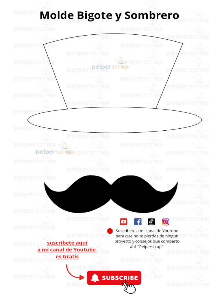 Molde Bigote y Sombrero Caja Dia Del Padre | PDF