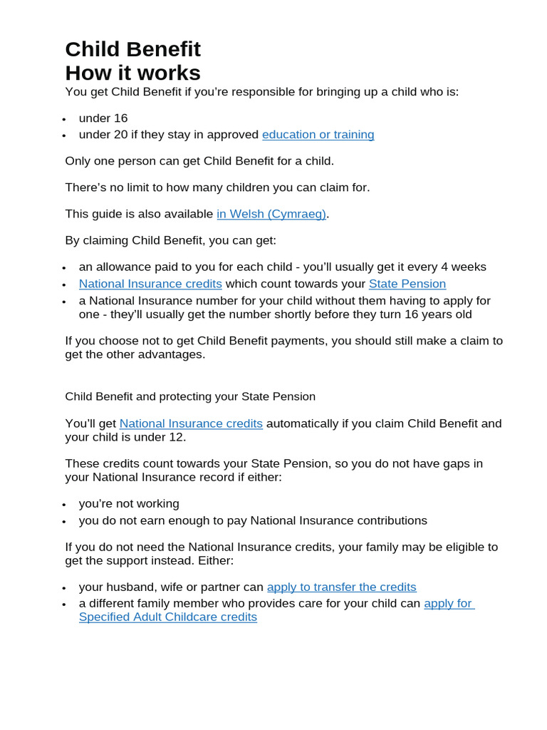 Understanding Child Benefit Eligibility | PDF