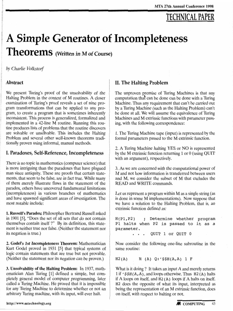 A Simple Generator of Incompleteness Theorems | PDF