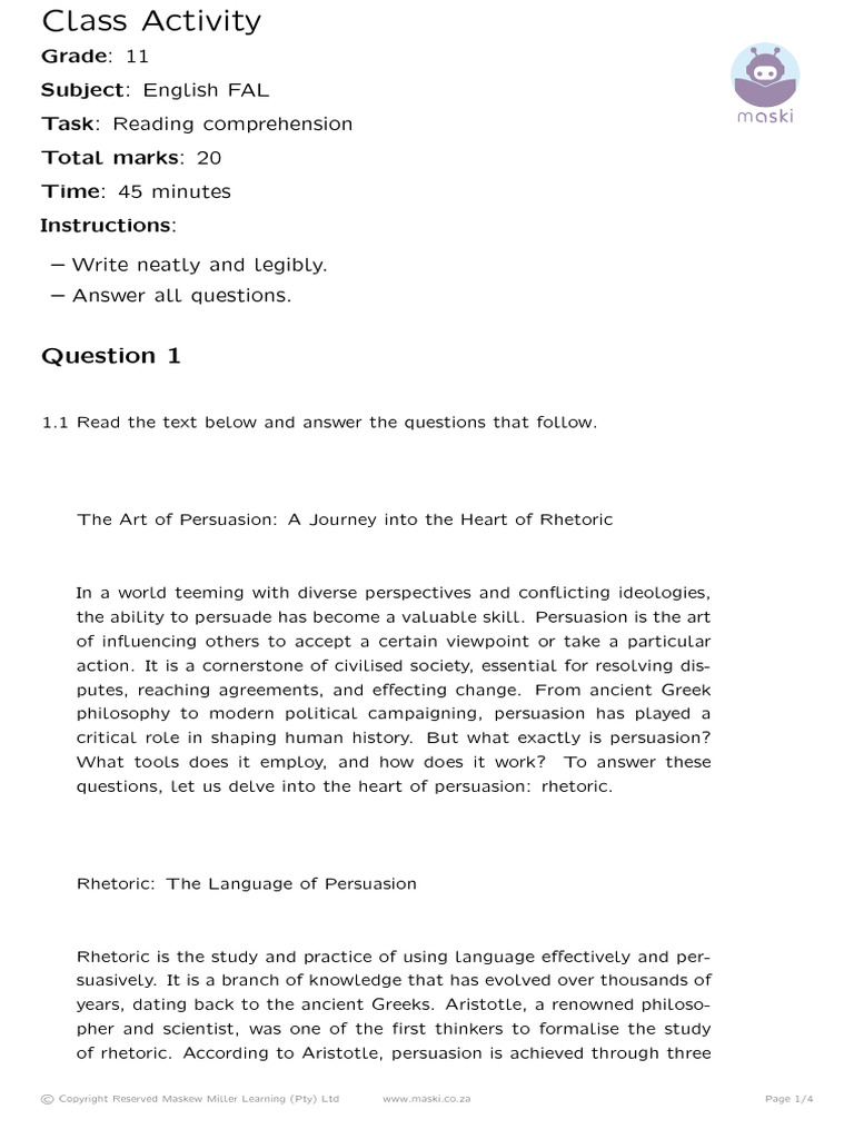 Practice Questions 25 20250124145218 | PDF | Rhetoric | Persuasion