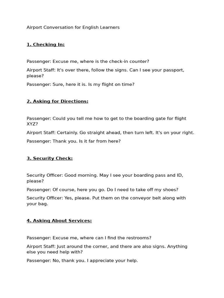 English Airport Conversations Guide | PDF