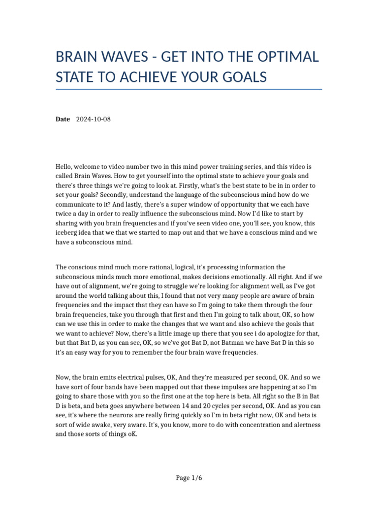 Brain Waves - Get Into The Optimal State To Achieve Your Goals | PDF ...