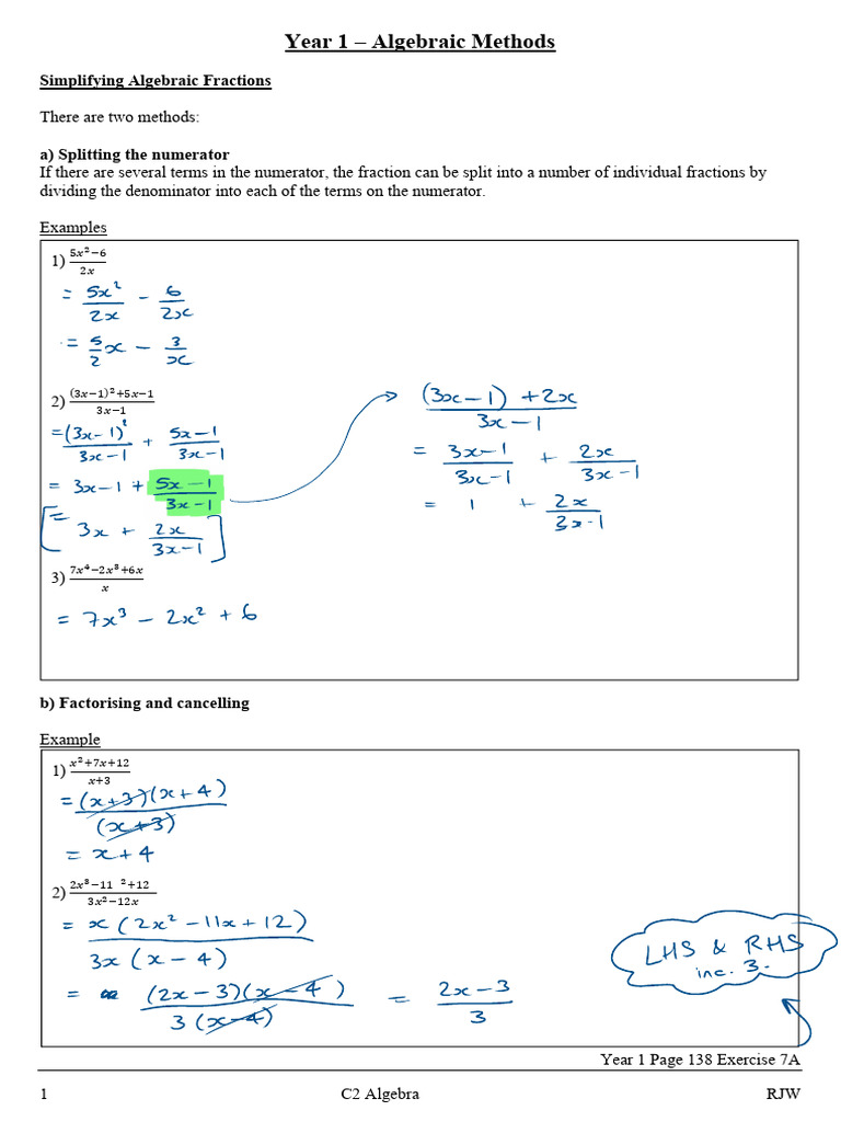 12FM Alg Methods (1) | PDF | Mathematical Proof | Factorization