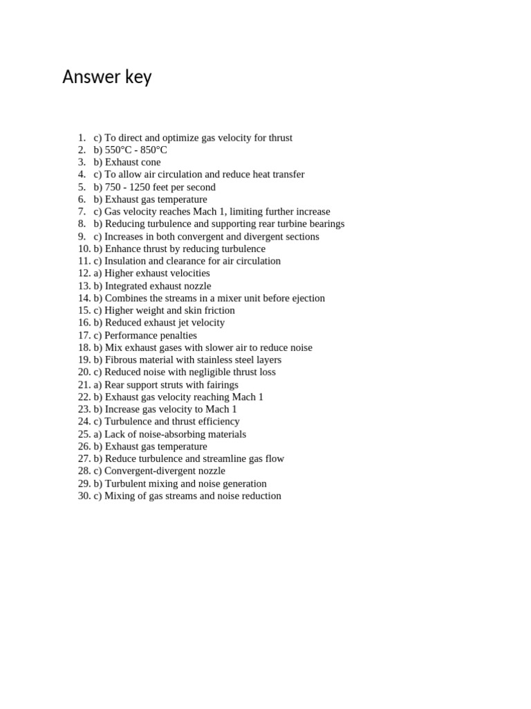 Answer Key of Exhaust System | PDF