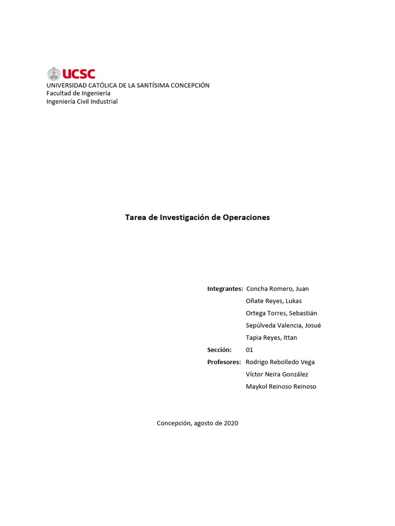 Tarea Io Catedra Ortega Sepulveda Concha Oñate Tapia | PDF | Objetos matemáticos | Álgebra
