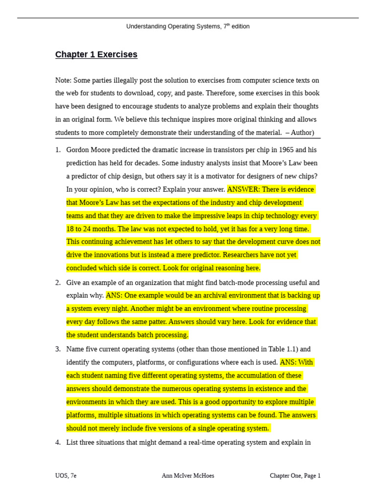 Chapter1 Exercise QnA | PDF | Byte | Operating System