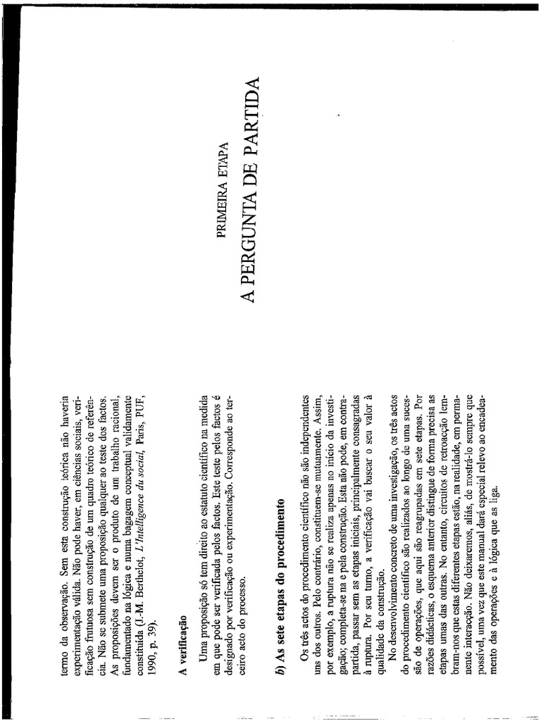 Quivy e Campenhoudt - Pergunta de partida | PDF