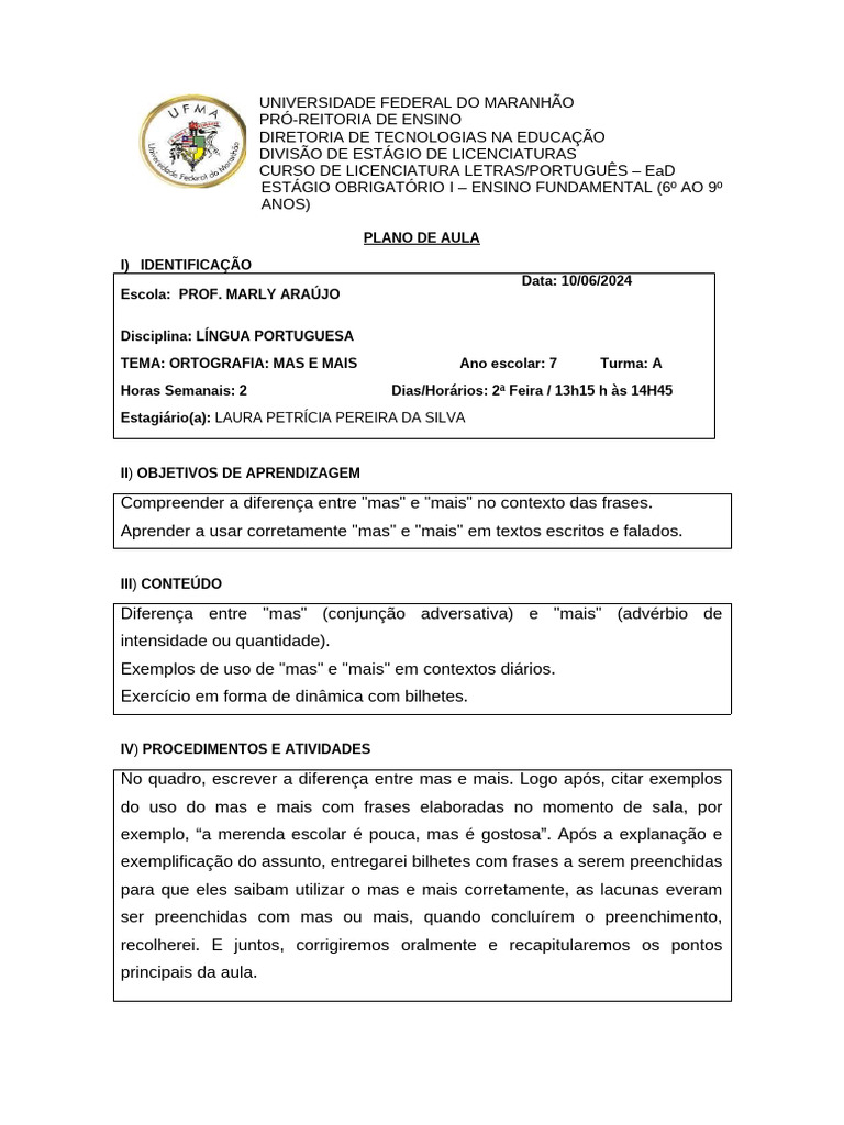 Aula sobre "Mas" e "Mais" em Português | PDF