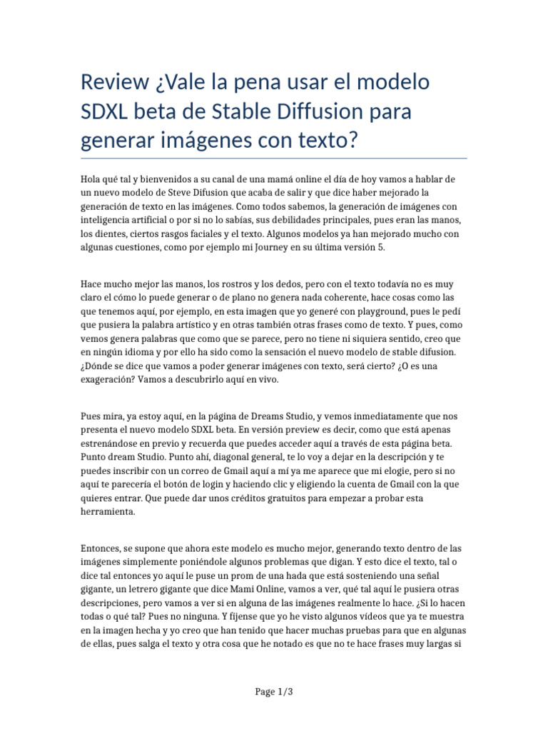 Review ¿Vale La Pena Usar El Modelo SDXL Beta de Stable Diffusion para ...
