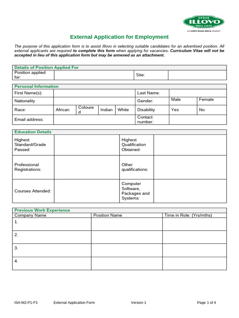 External Application For Employment Form | PDF | Justice | Crime & Violence