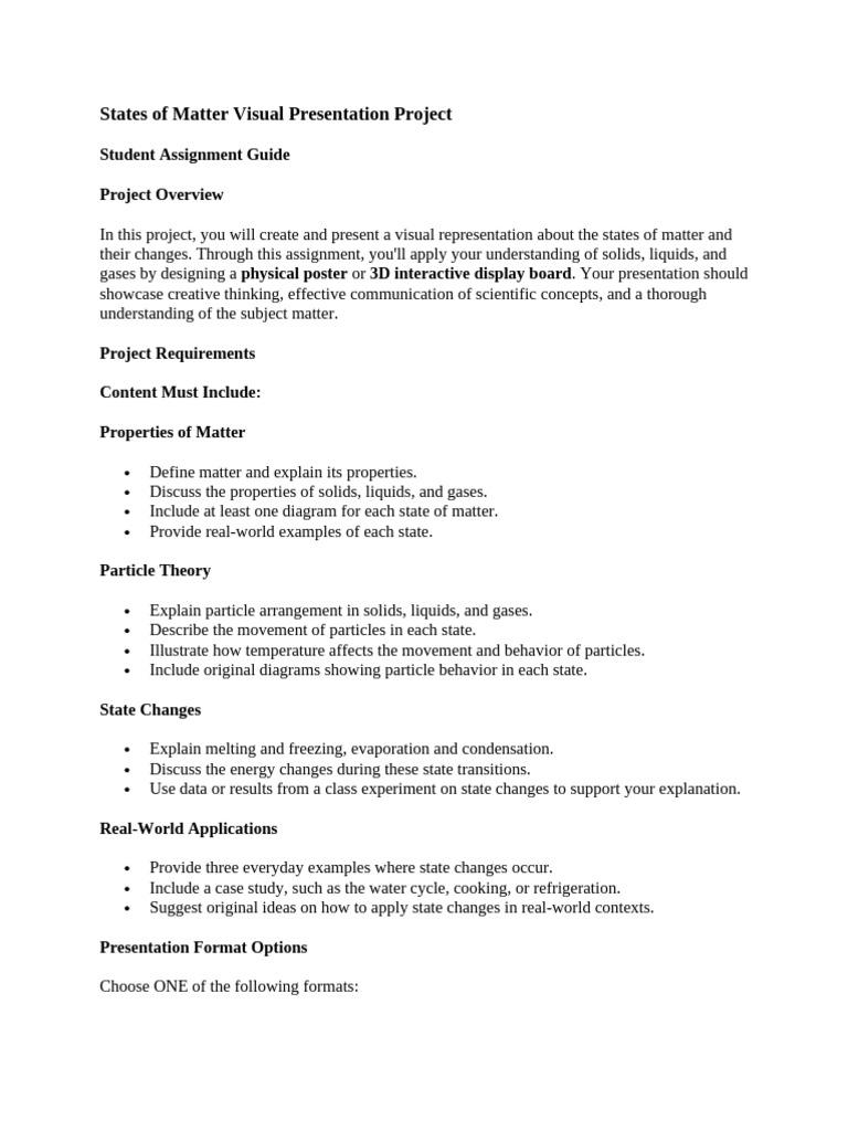 States of Matter Visual Project Guide | PDF | Matter | Liquids