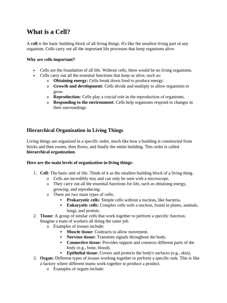 What is a Cell handout | PDF | Cell (Biology) | Human Body