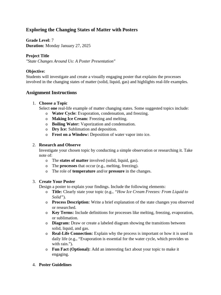 Grade 7 Matter State Change Posters | PDF | Water | Evaporation