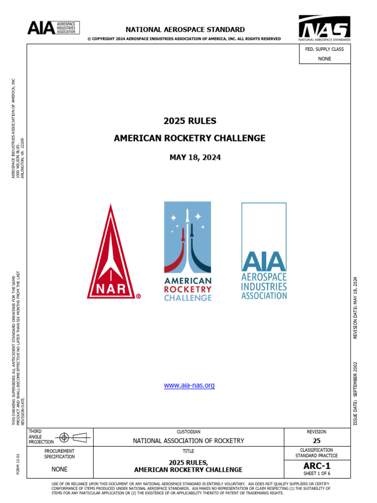 American Rocketry Challenge Rules 2025 | PDF | Rocket | Aerospace