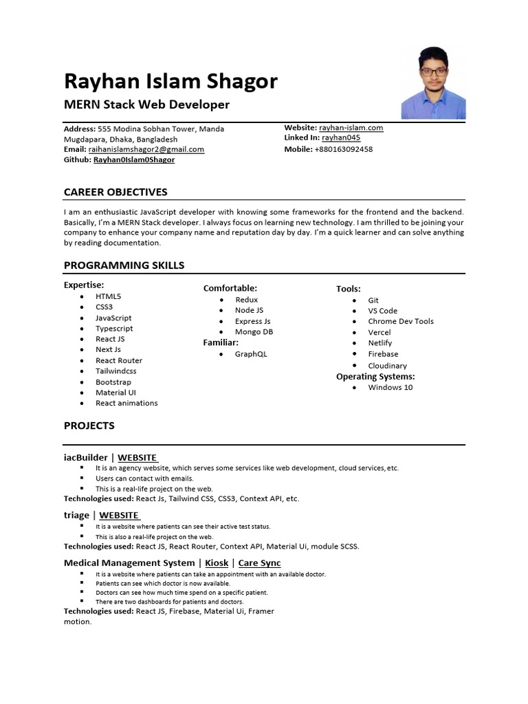 Rayhan Islam Resume Final | PDF | Software Engineering | Software