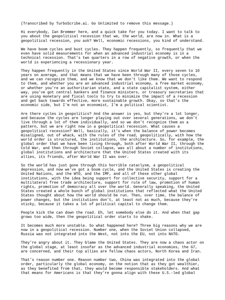 Ian Bremmer On The Forces Behind The Geopolitical Recession - Quick ...