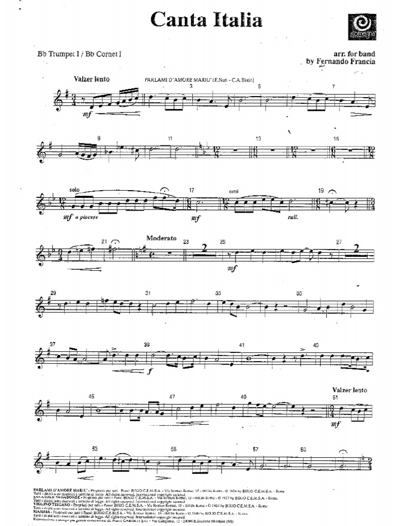 Canta-Italia 1 TROMBA | PDF