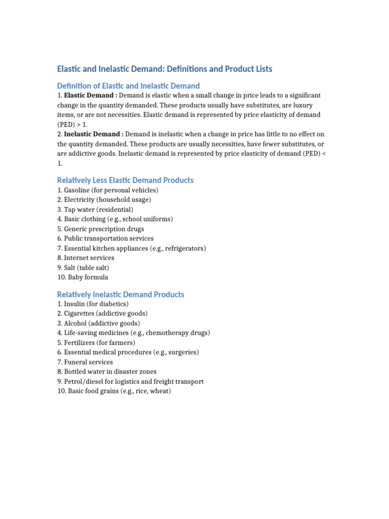 Elastic vs. Inelastic Demand Explained | PDF