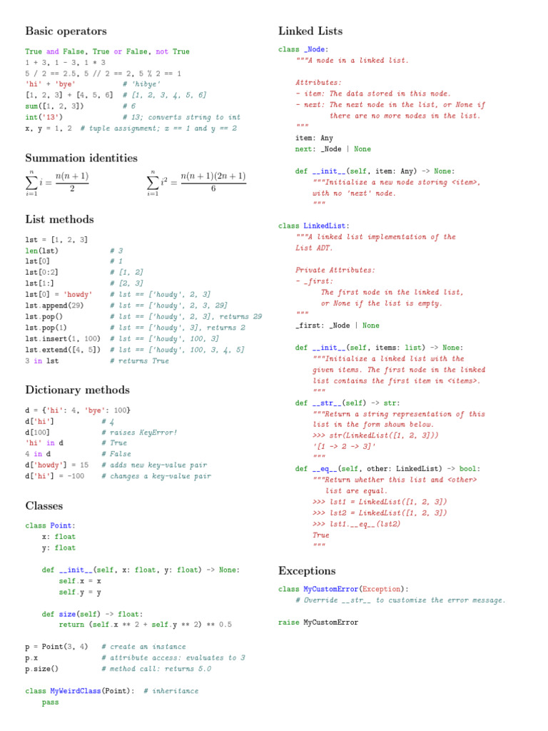 final_aid_sheet | PDF | Software Engineering | Computer Programming