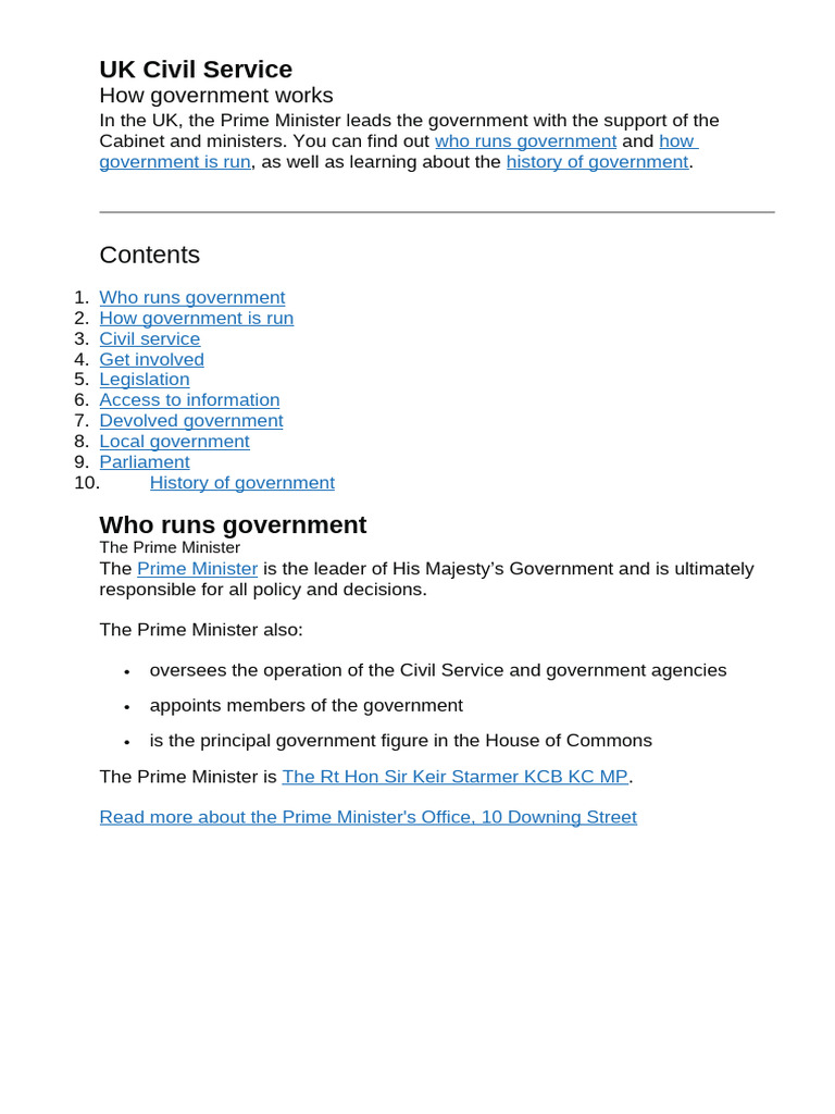 Understanding the UK Civil Service | PDF | Parliament Of The United ...