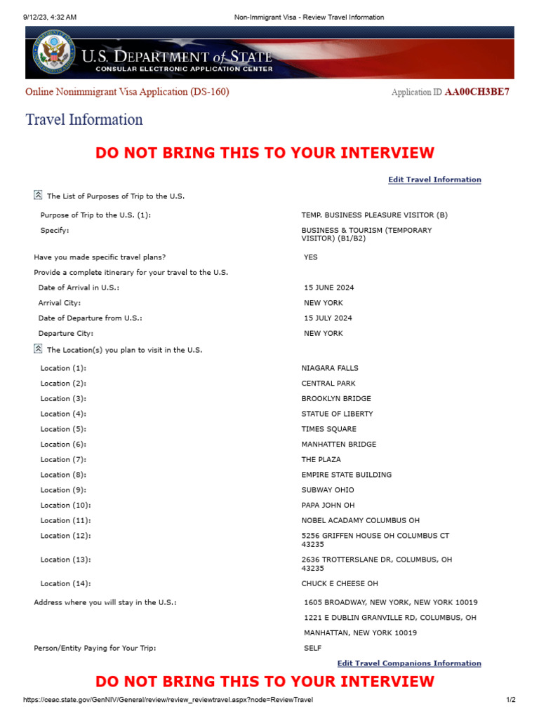 Non-Immigrant Visa - Review Travel Information | PDF | Travel Visa ...