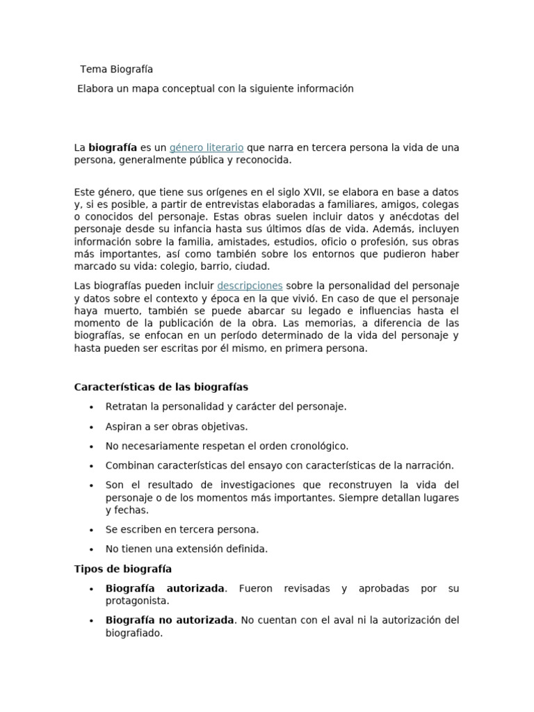 Características y Tipos de Biografía | PDF