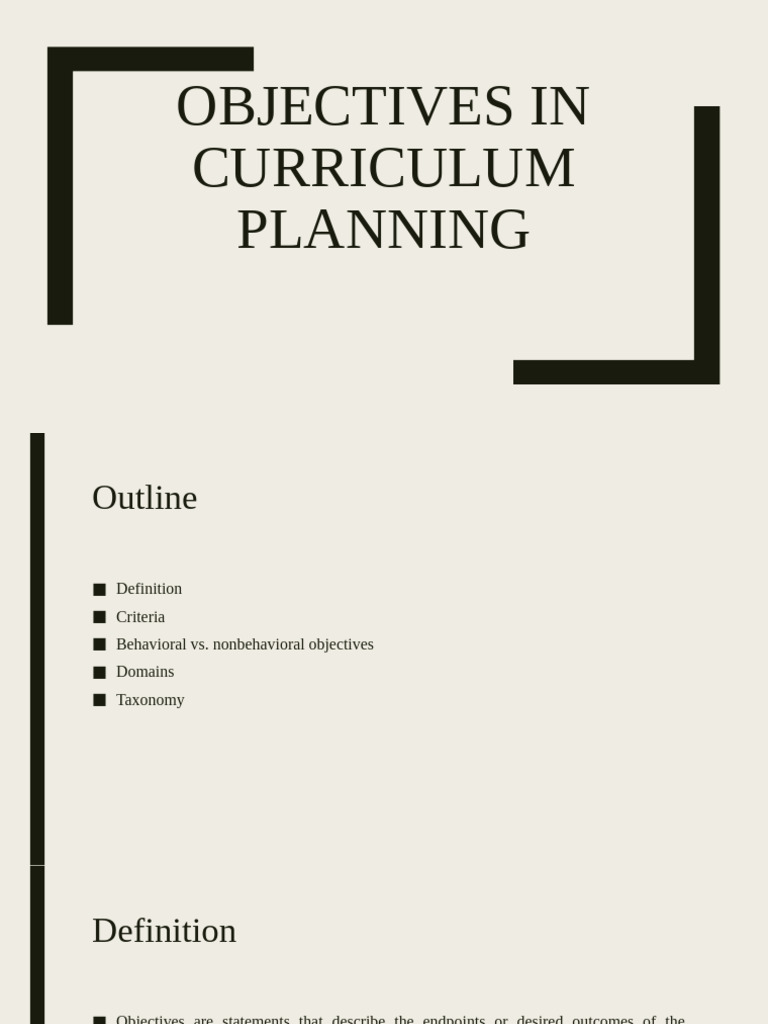 11 Objectives in Curriculum Planning | PDF | Curriculum | Goal