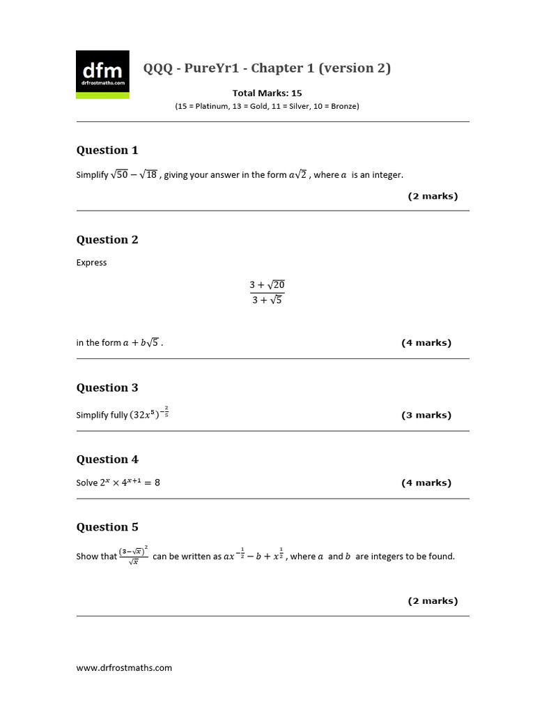 Pure Maths Year 1: Simplification & Solving | PDF