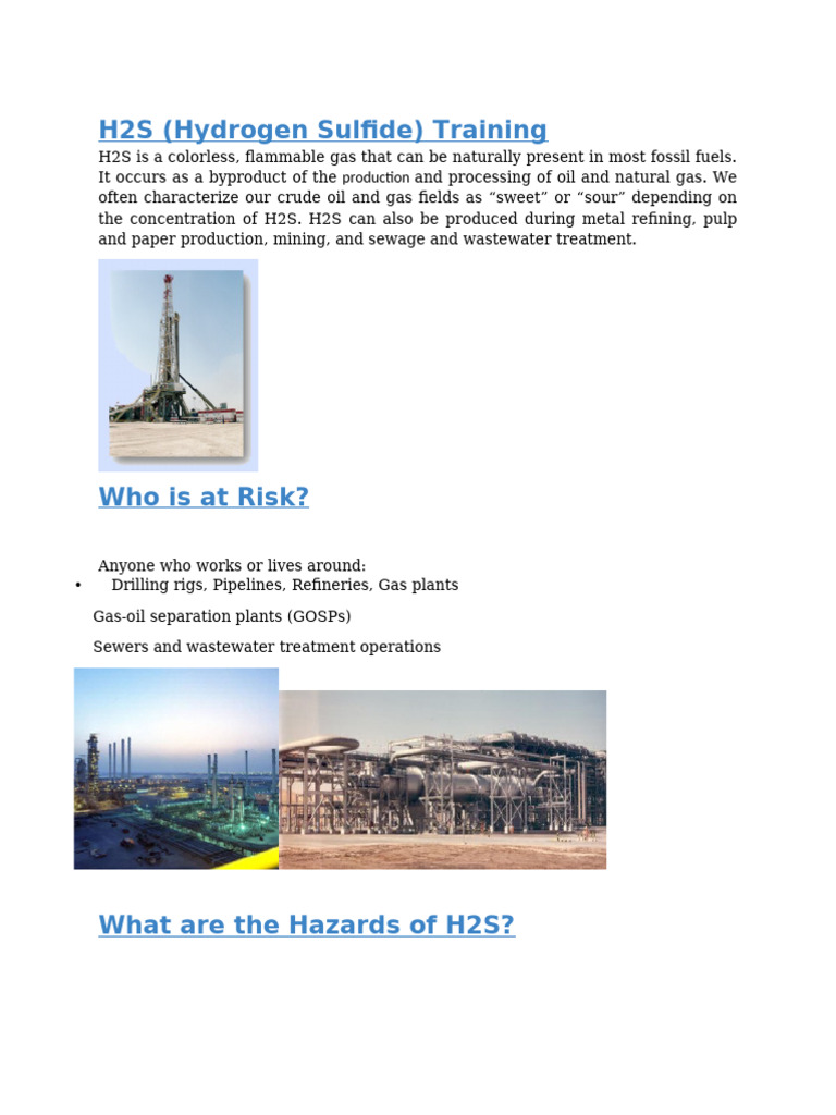 H2S (Hydrogen Sulfide) Training | PDF | Occupational Safety And Health | Safety