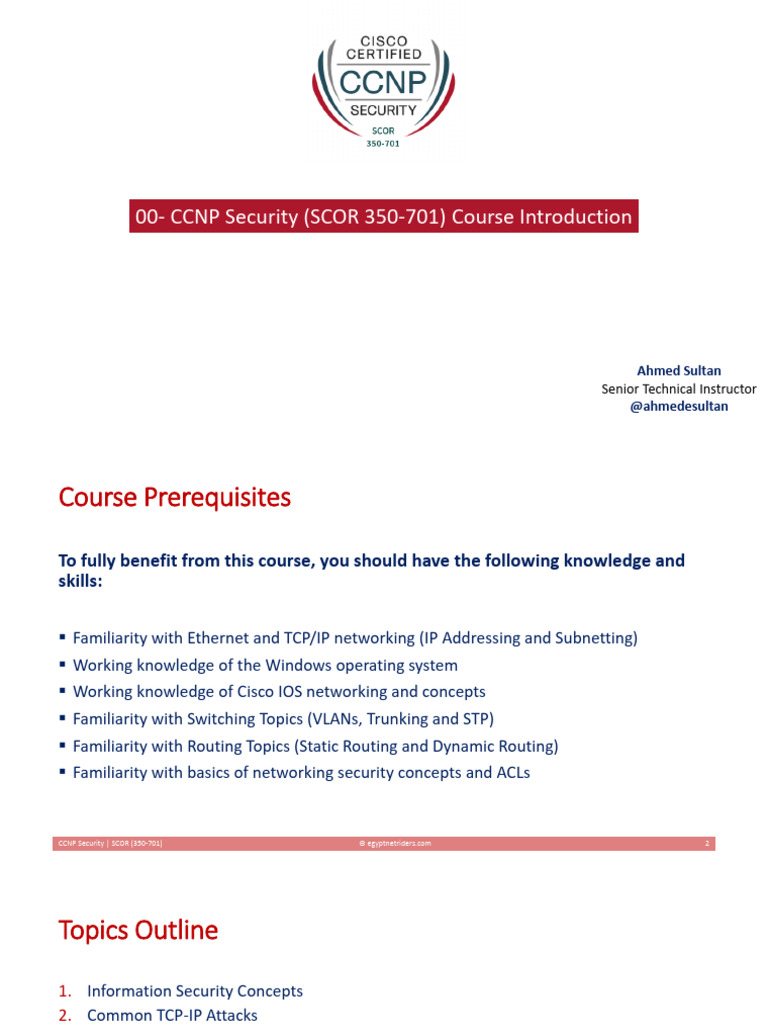 00 - CCNP Security (SCOR 350-701) Course Introduction | PDF | Virtual Private Network | Computer ...