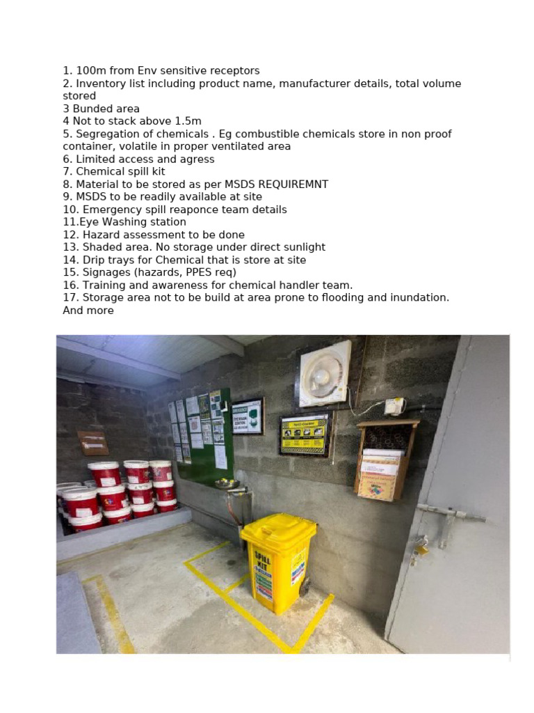 Chemical Storage Safety Guidelines | PDF