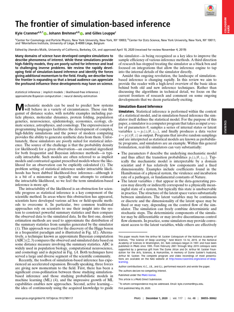 (Review) The Frontier of Simulation-Based Inference | PDF | Statistical Inference | Simulation