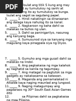 Filipino 5 - Sanhi at Bunga Worksheet | PDF