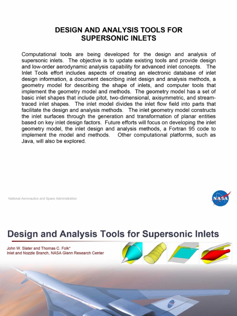 Design & Analysis Tools For Supersonic Inlets | PDF | Mach Number ...