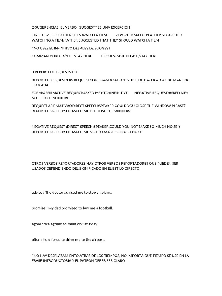 REPORTED SPEECH - EXTRA RULES 2 | PDF