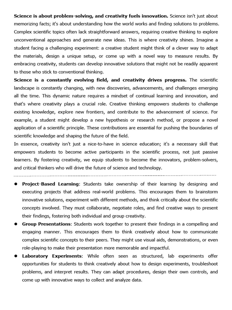 TO BE PRINT | PDF | Creativity | Science