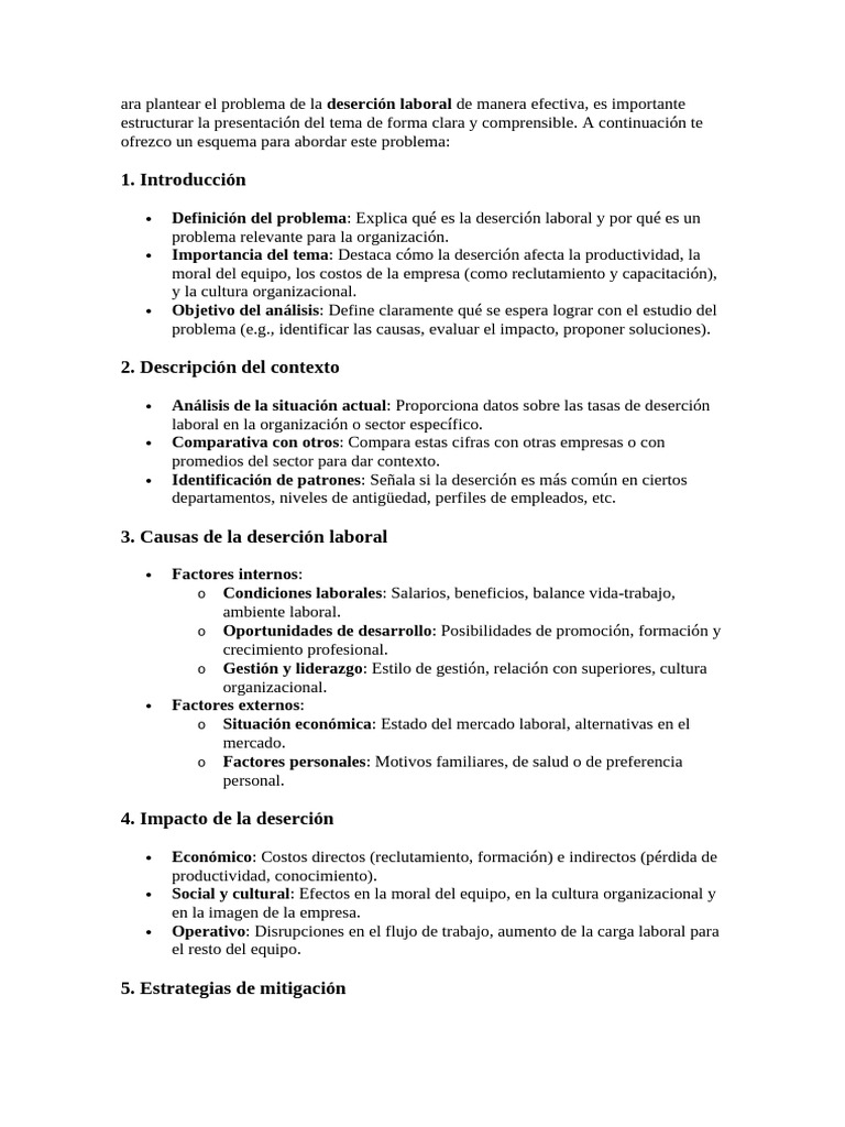 Ara Plantear El Problema de La Deserción Laboral de Manera Efectiva ...