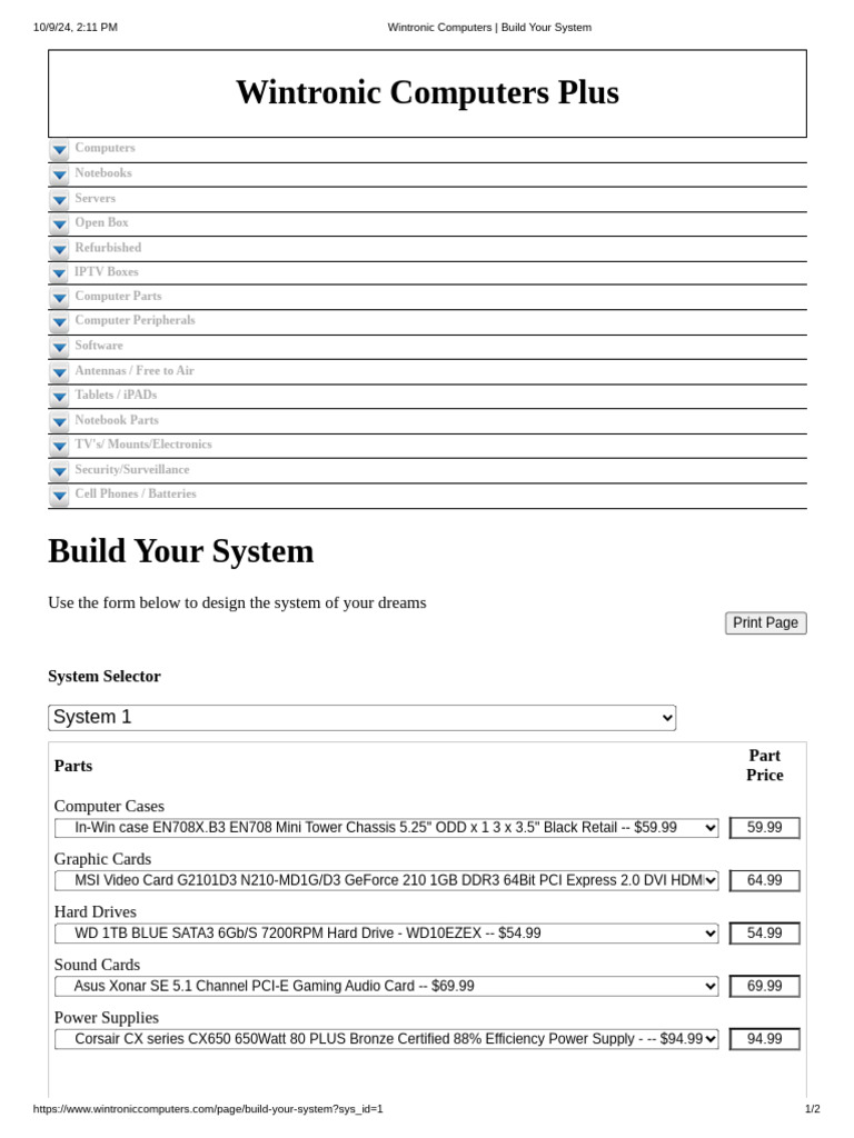 Wintronic Computers - Build Your System | PDF | Laptop | Computer Hardware