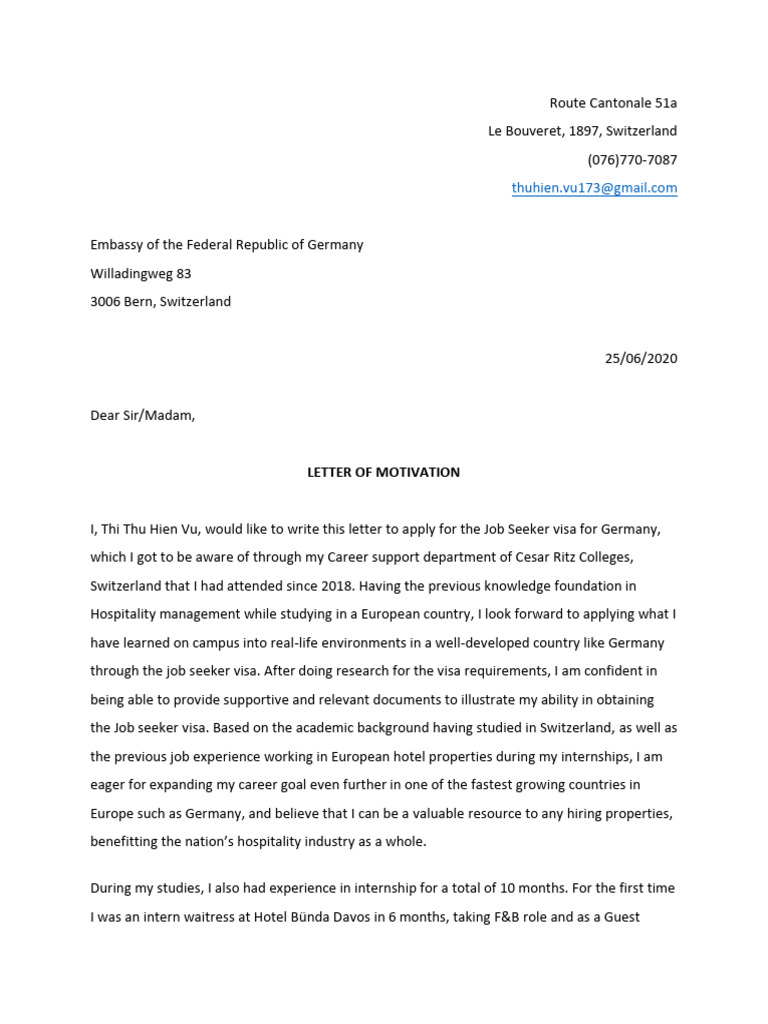 Motivation Letter Draft | PDF | Psychology | Behavior Modification