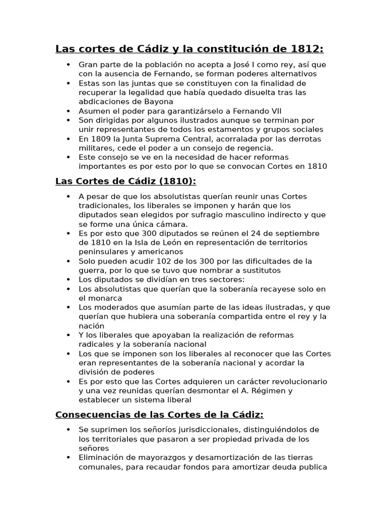 Constitución de Cádiz y su Impacto | PDF | España