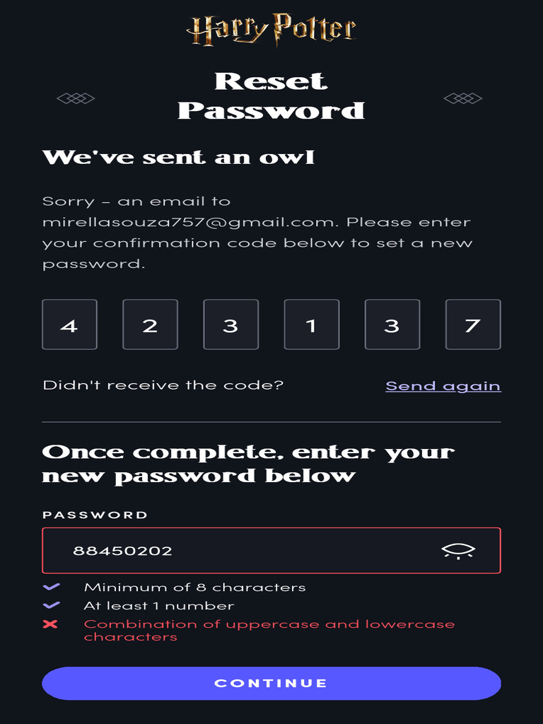 Harry Potter Reset Password - We've sent an owl | PDF