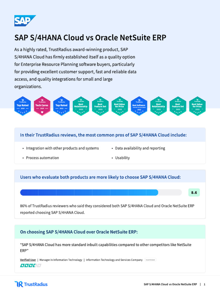 See why SAP S_4HANA Cloud tops Oracle NetSuite ERP | PDF | Enterprise ...