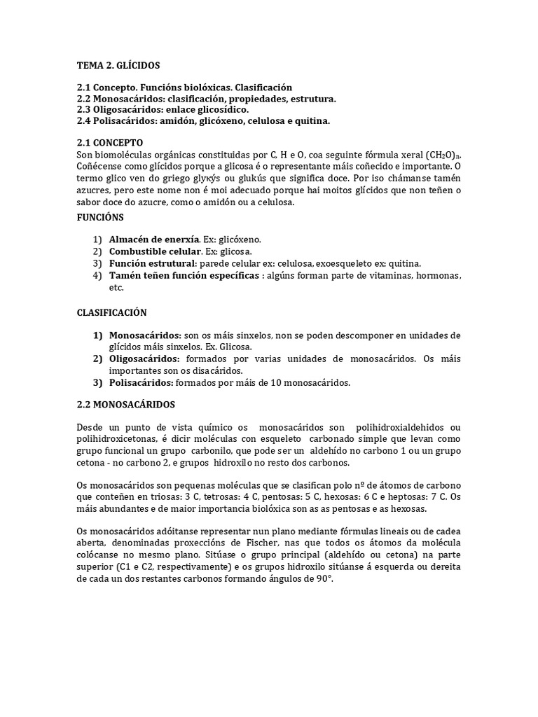Tema 2. GlÃ Cidos | PDF
