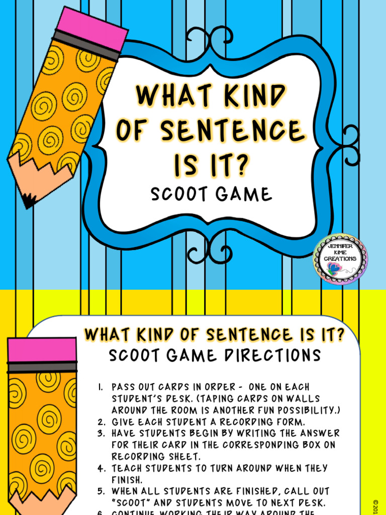 Sentence Type Scoot Game Instructions | PDF