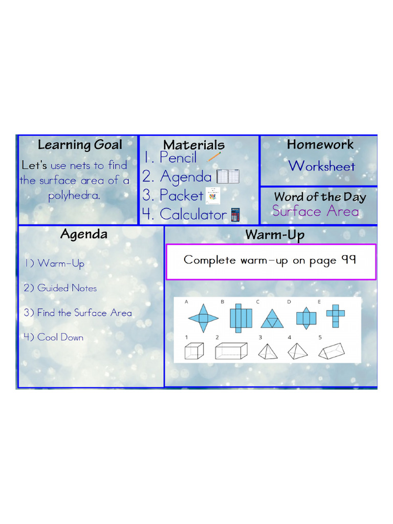 Day 15 - M6 Class Notes - U1LN14&15 - Surface Area | PDF