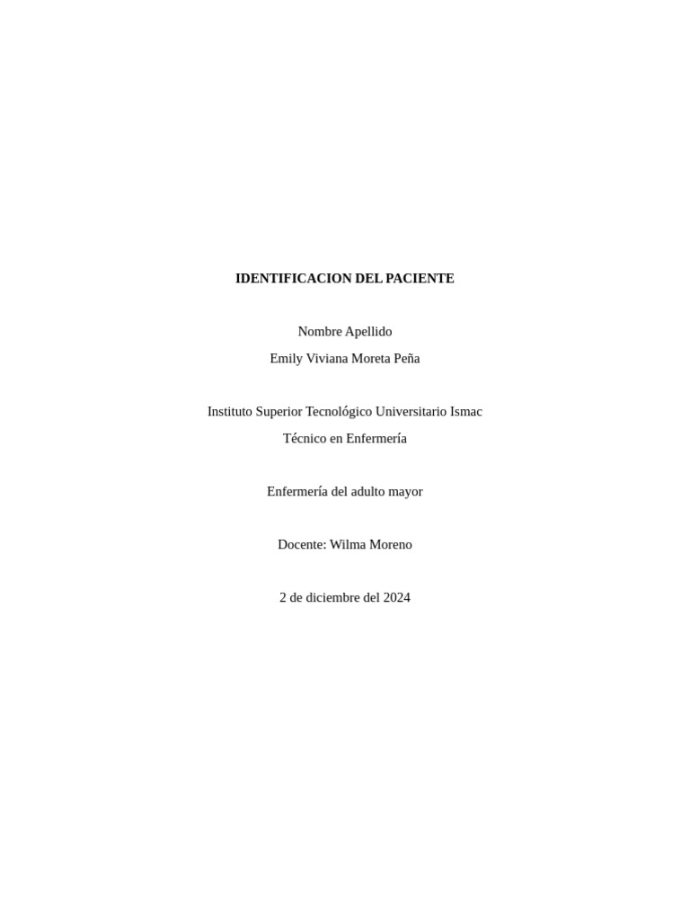 Identificación Del Paciente | PDF