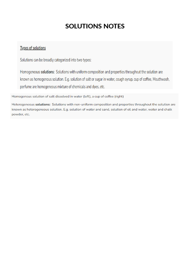 Solutions Notes Pdf