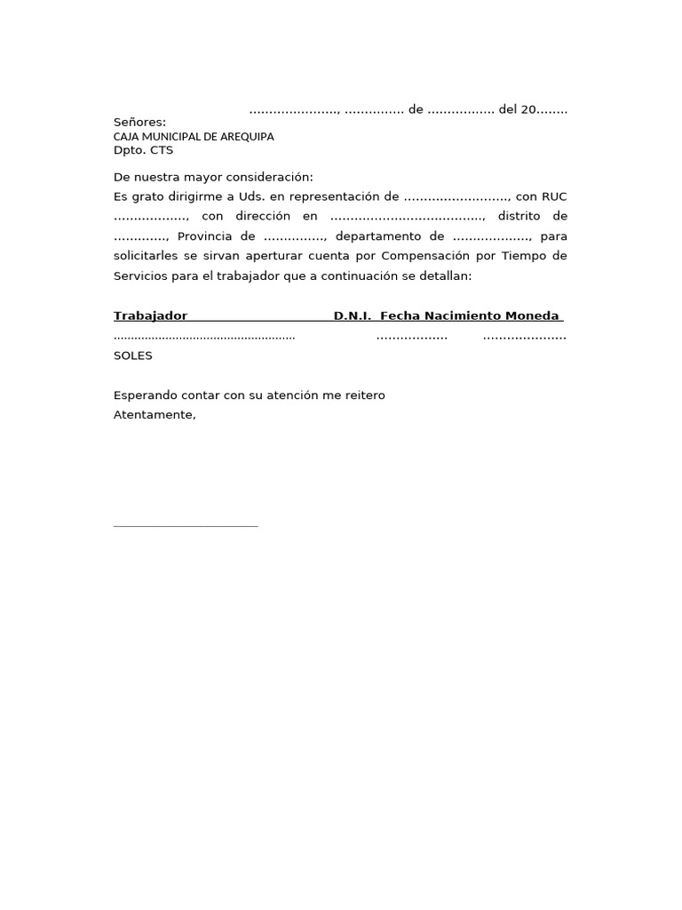 Modelo Carta Apertura de Cta Cts | PDF