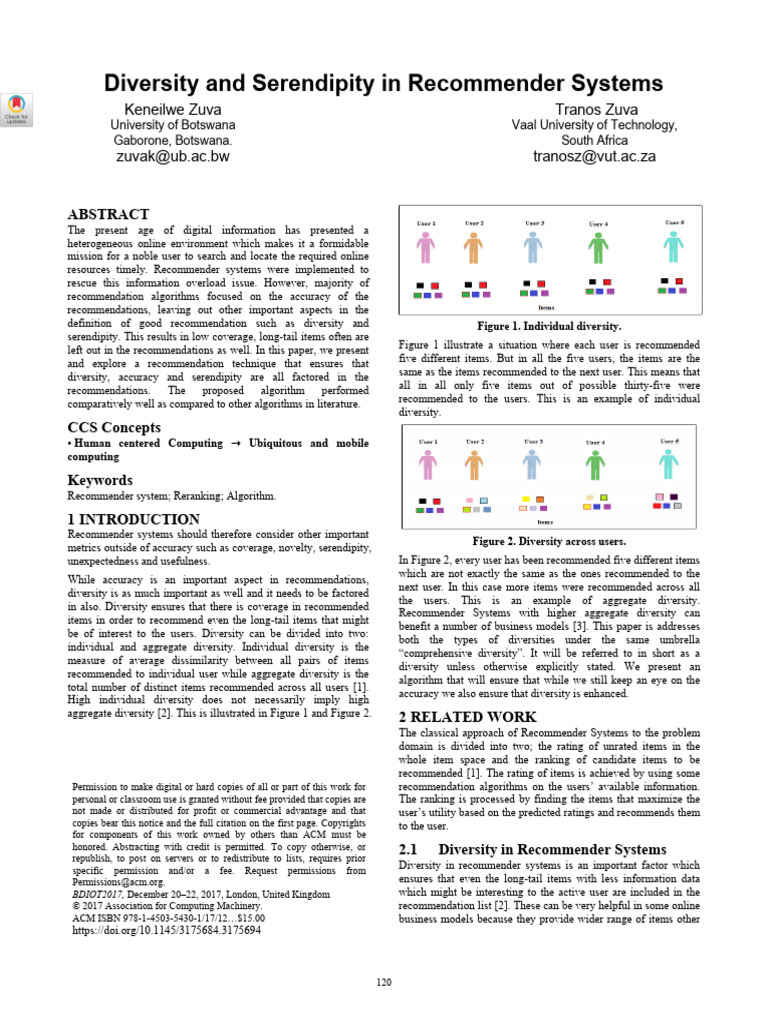 Diversity and Serendipity in Recommender Systems | PDF | Pi | Accuracy And Precision