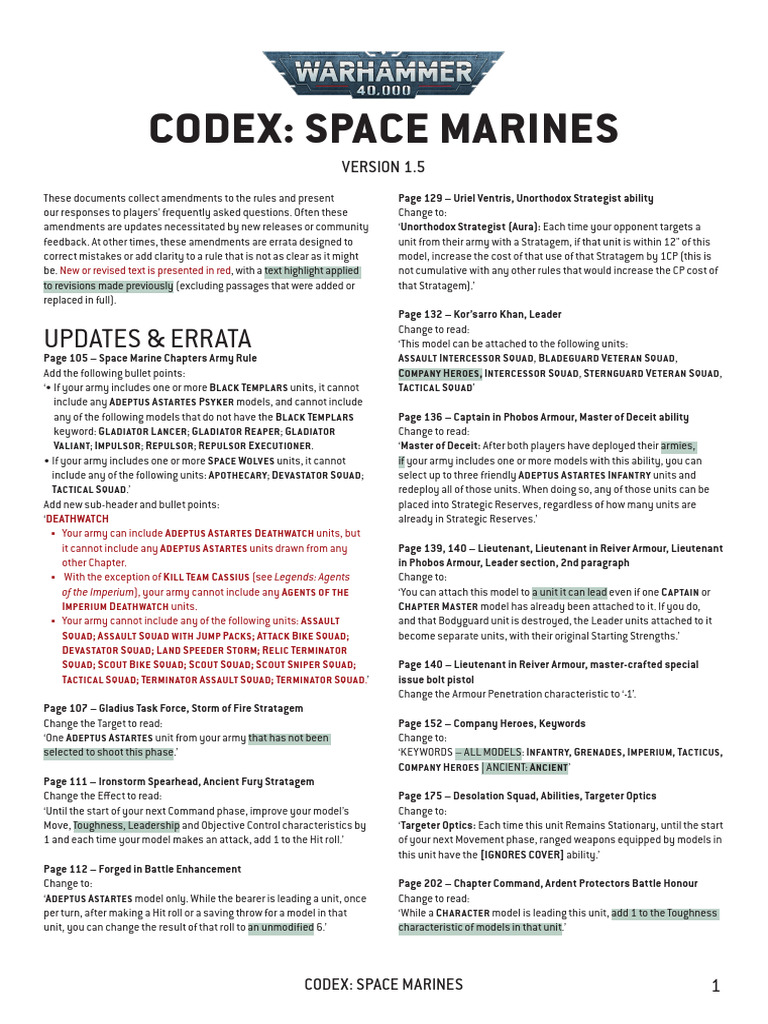 Eng Warhammer 40000 Codex Space Marines Faq-Muvar9ucyf-Fgryl6p8o1 | PDF | Military | Military ...